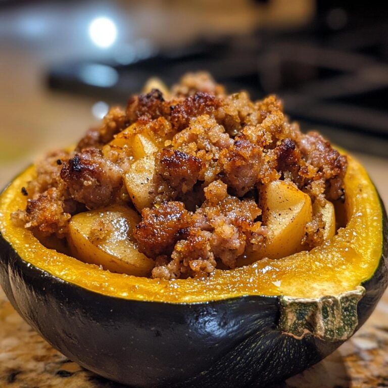 Apple and Sausage Stuffed Acorn Squash - Naneg Recipes.