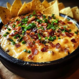 Sizzling Bacon Cheeseburger Queso Dip - Naneg Recipes.