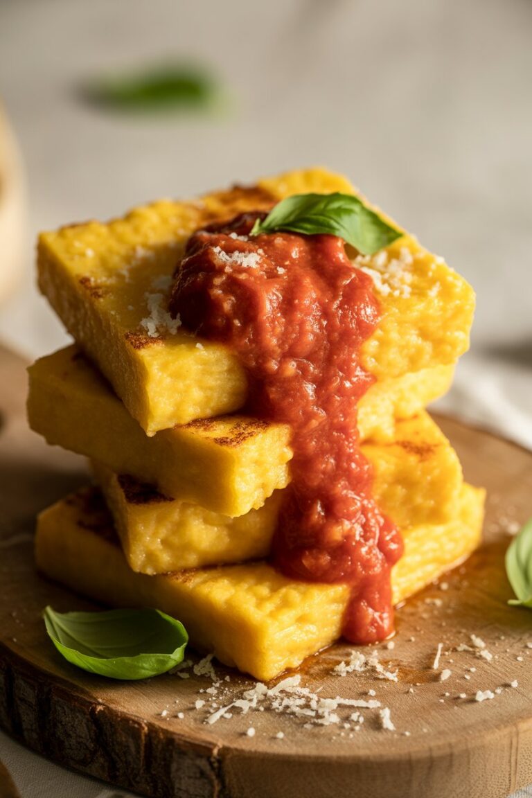 Crispy Fried Polenta with Marinara Sauce - Naneg Recipes.