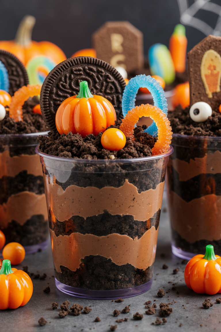 Halloween Graveyard Dirt Cups | Easy No-Bake Halloween Dessert with ...