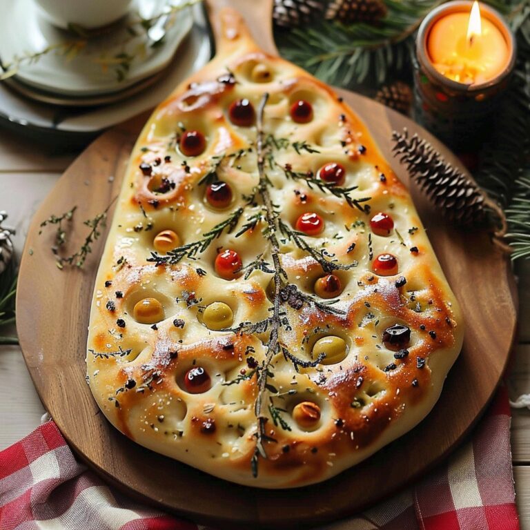 Christmas Tree Focaccia | Festive Holiday Bread Art - Naneg Recipes.